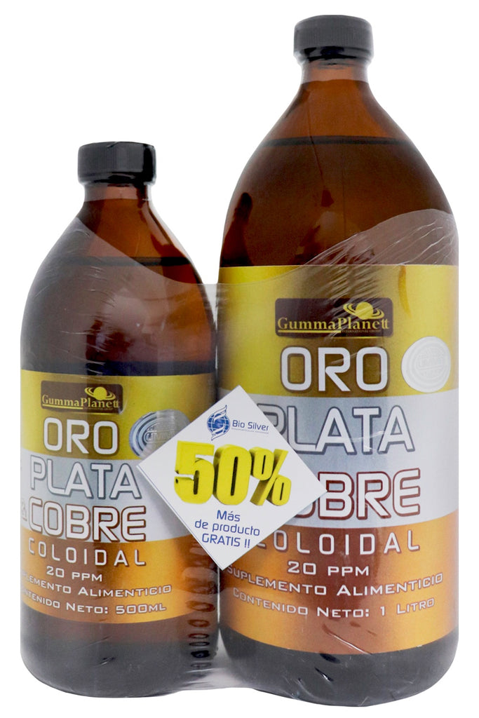 ORO, PLATA Y COBRE COLOIDAL 1000 ML + 500 ML GRATIS 20 PPM * 1X12 | caalfrabet.com.mx